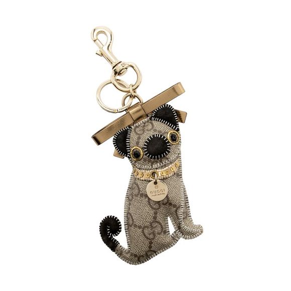 Gucci | Accessories | Gucci Gg Supreme Oliver Guccioli Pug Bag Charm ...